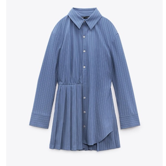 Zara | Dresses | Zara Navy Blue Pinstripe Shirt Dress | Poshmark